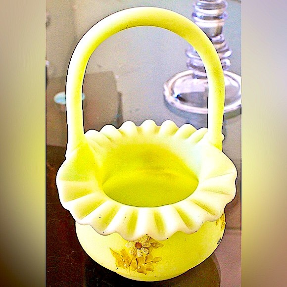 Fenton | Accents | Fenton Frosted Yellow Uranium Glass Signed Hand ...